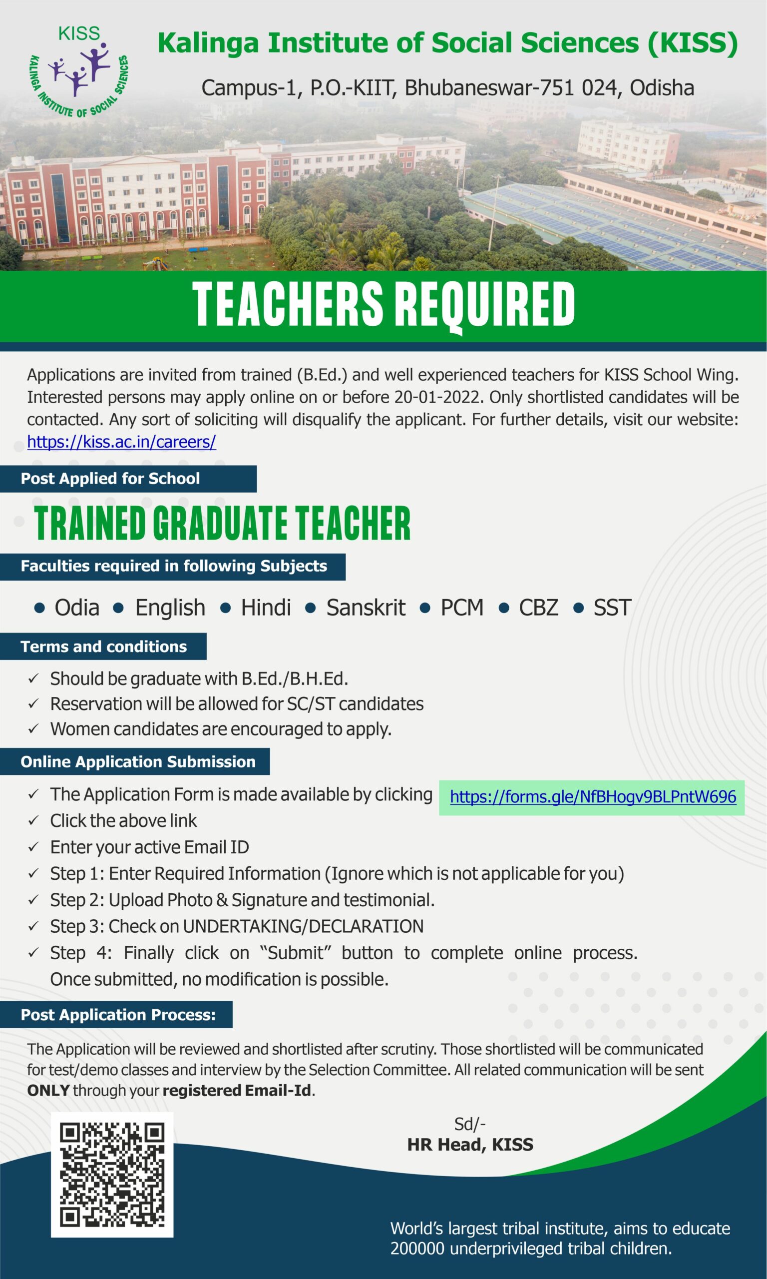 Careers - KISS - Kalinga Institute of Social Sciences